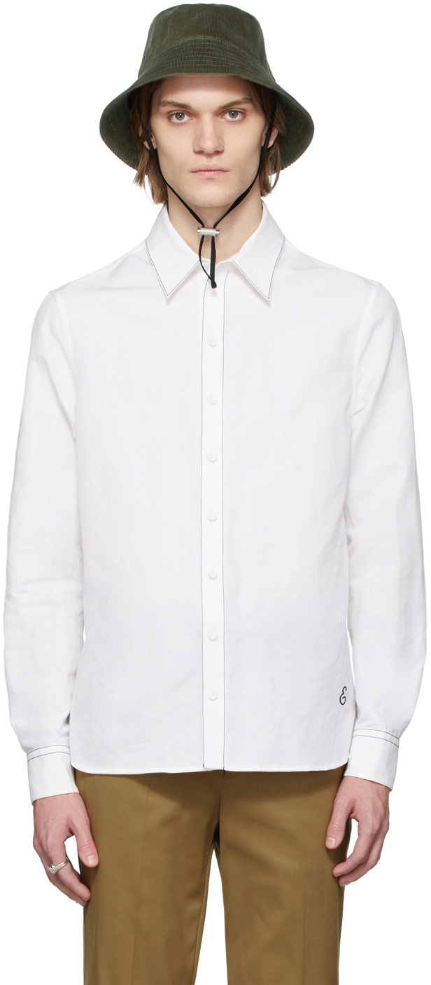 Erdem White & Black Linen Serge Shirt Erdem