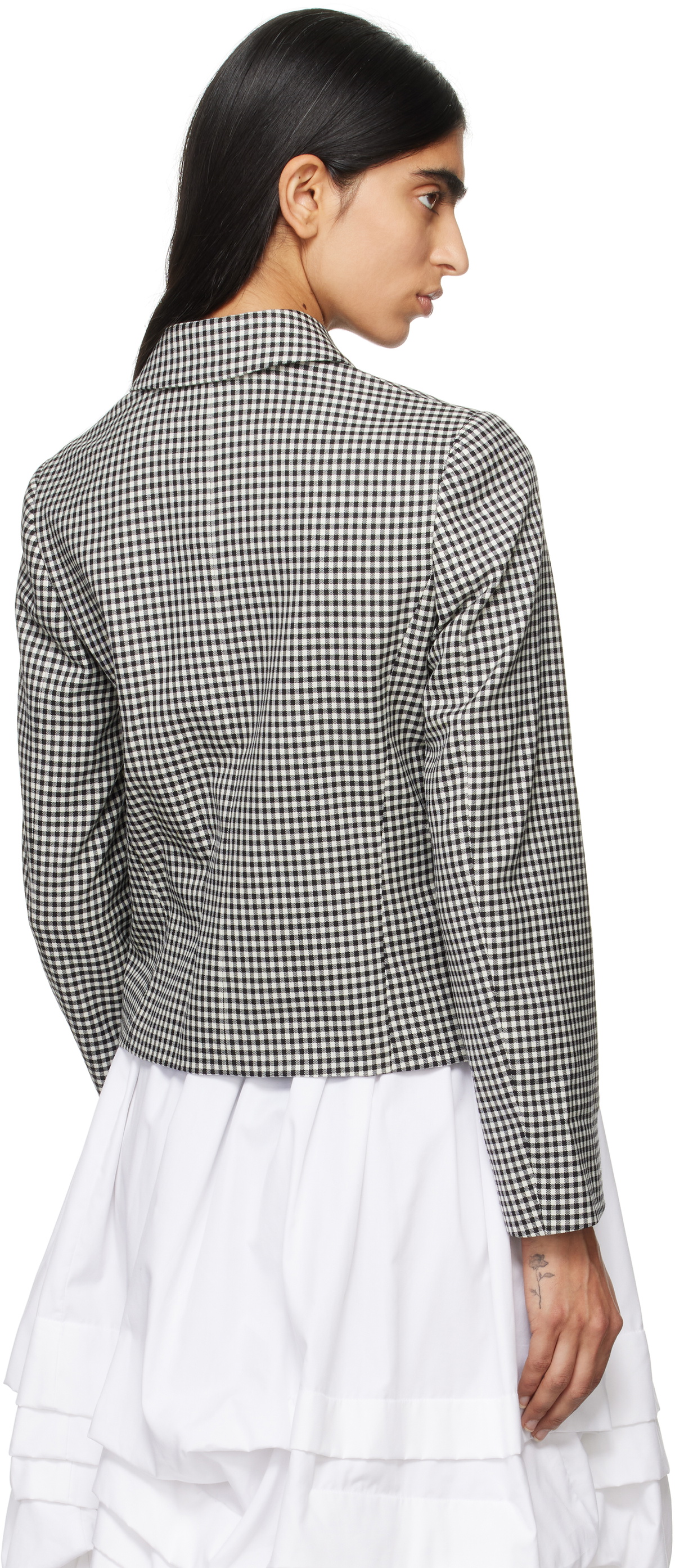 Comme des Garçons Girl Black & White Wool Gingham Check Jacket Comme ...