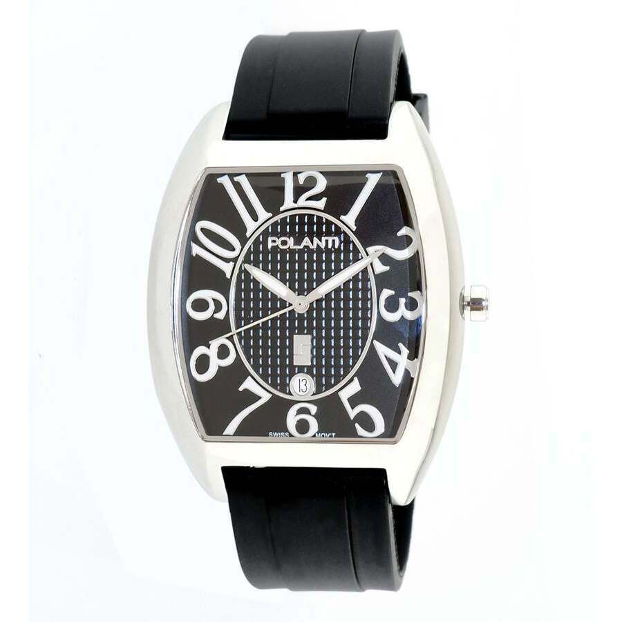 Polanti Time Zone Quartz Black Dial Mens Watch 1Z-101K-SS Polanti