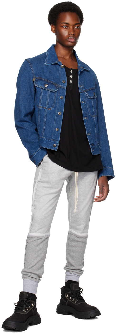 Greg Lauren Black Buttoned Henley Greg Lauren
