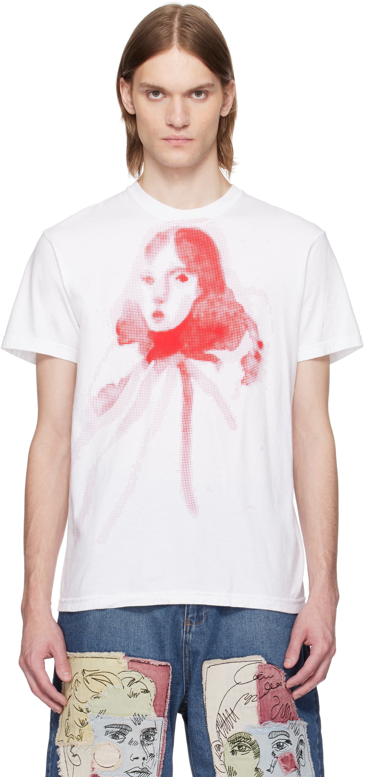KidSuper White Halftone Girl Face T-shirt KidSuper