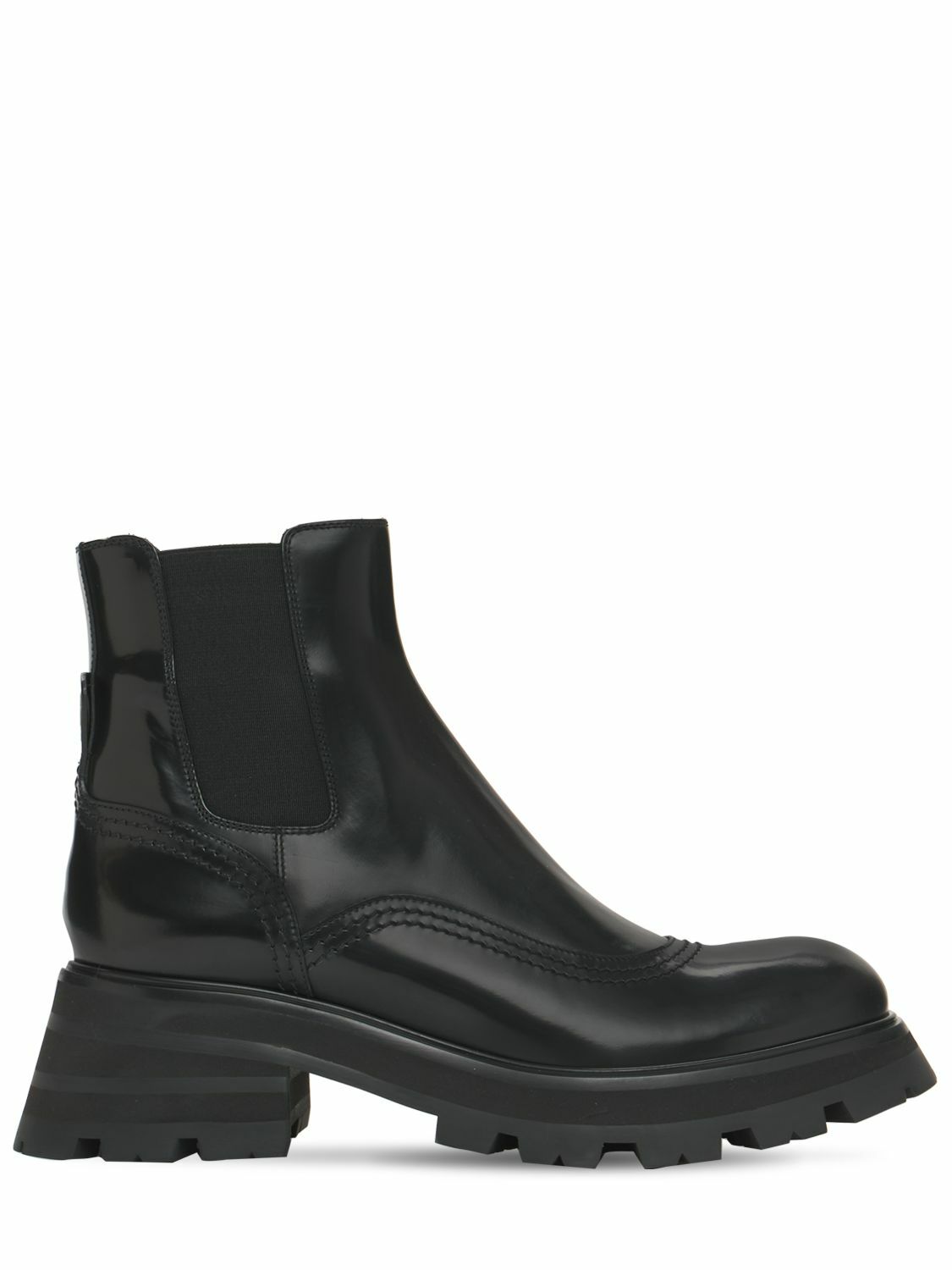 ALEXANDER MCQUEEN - 60mm Wander Brushed Leather Combat Boots Alexander ...