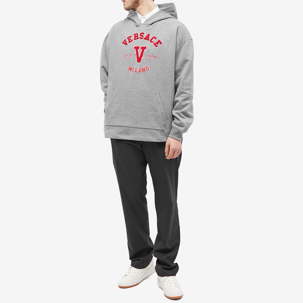 Versace Men's Varsity Popover Hoody in Grey/Red Versace
