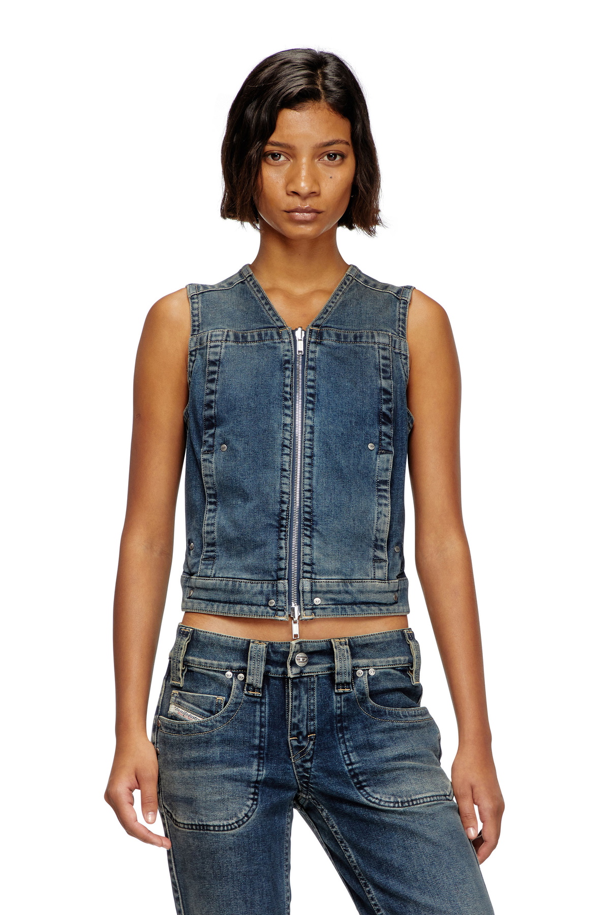 Diesel Zipped top in Rehab denim - Tops Womens in Blue Diesel