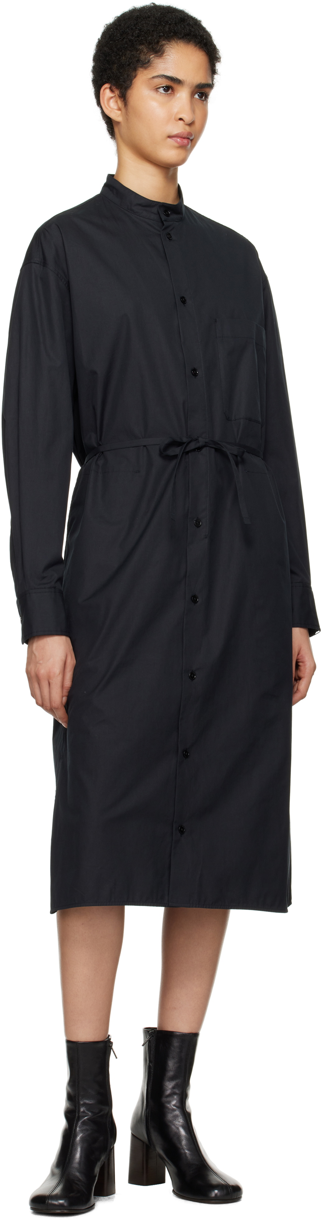 LEMAIRE Black Drawstring Shirt Midi Dress Lemaire