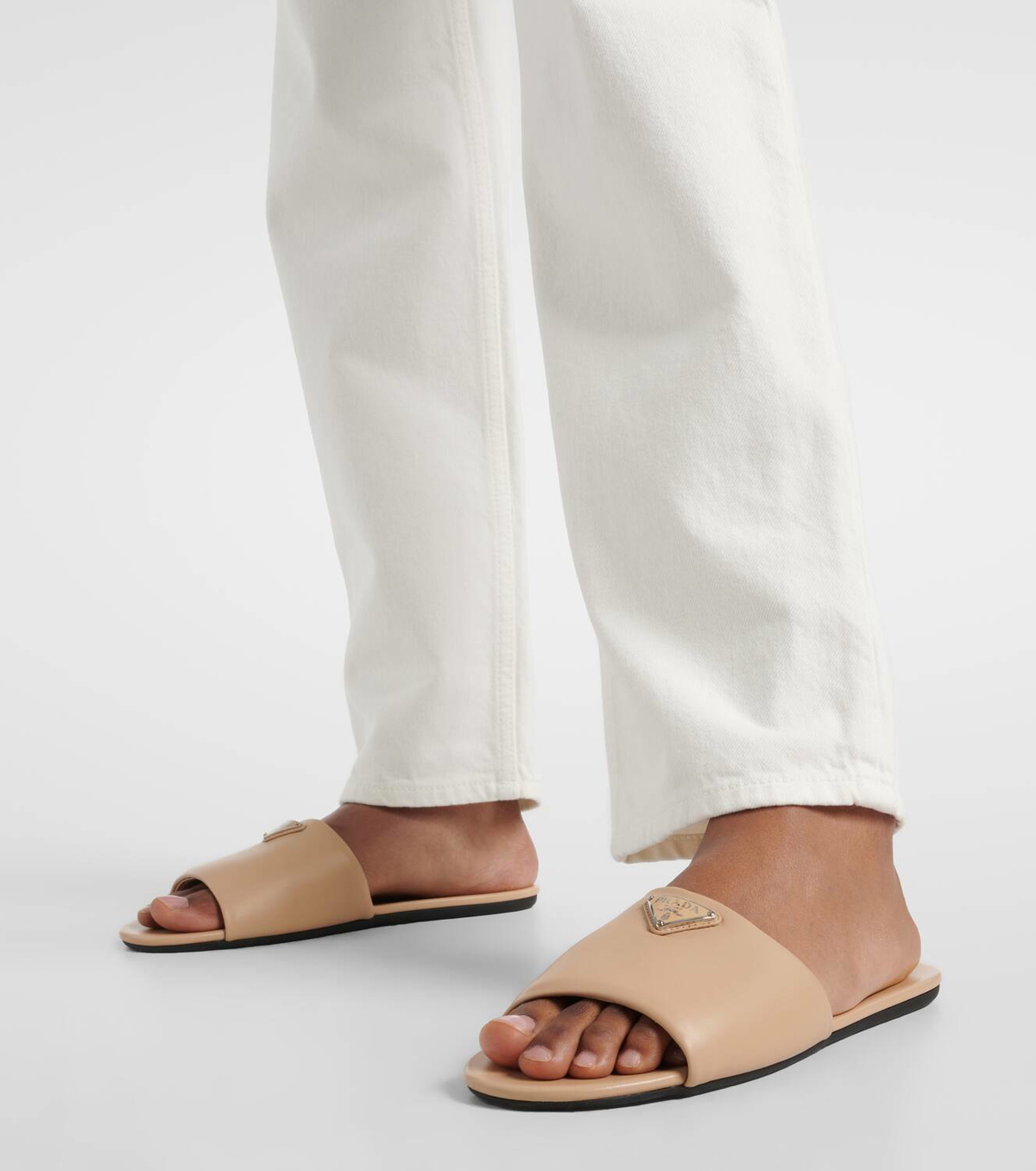 Prada Logo leather slides Prada