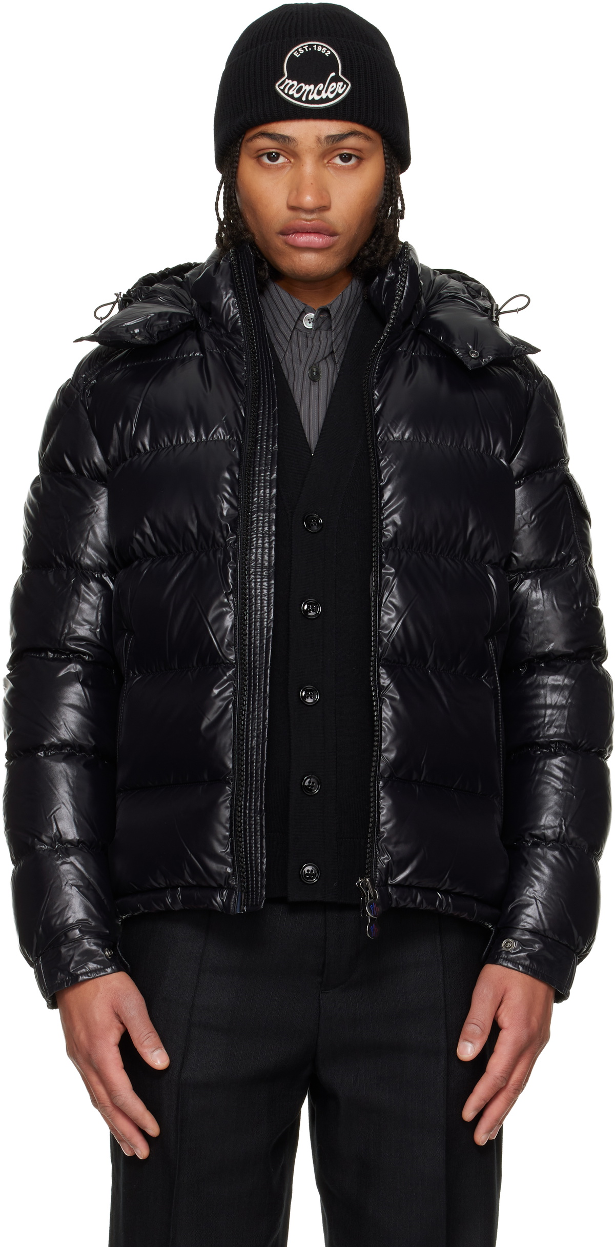 Moncler Black Maya Hooded Short Down Jacket Moncler