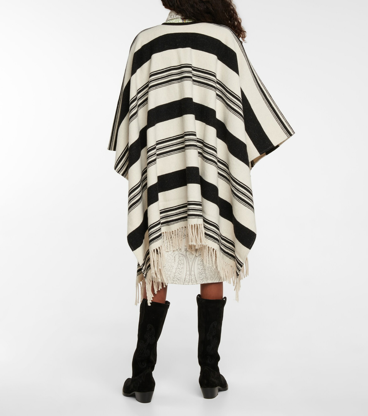 Etro - Striped cotton and wool-blend poncho Etro