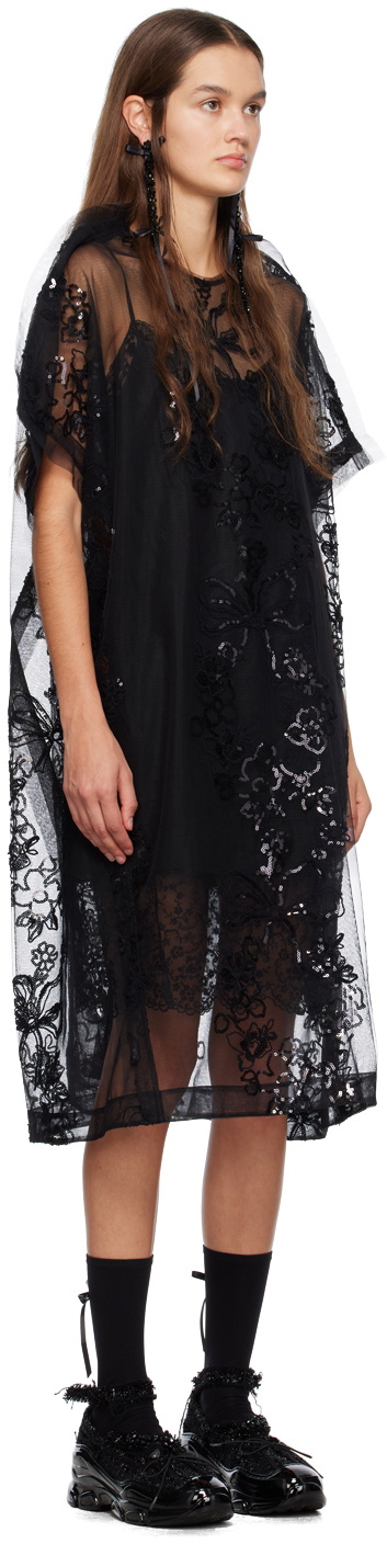 Simone Rocha Black Sequinned Midi Dress Simone Rocha