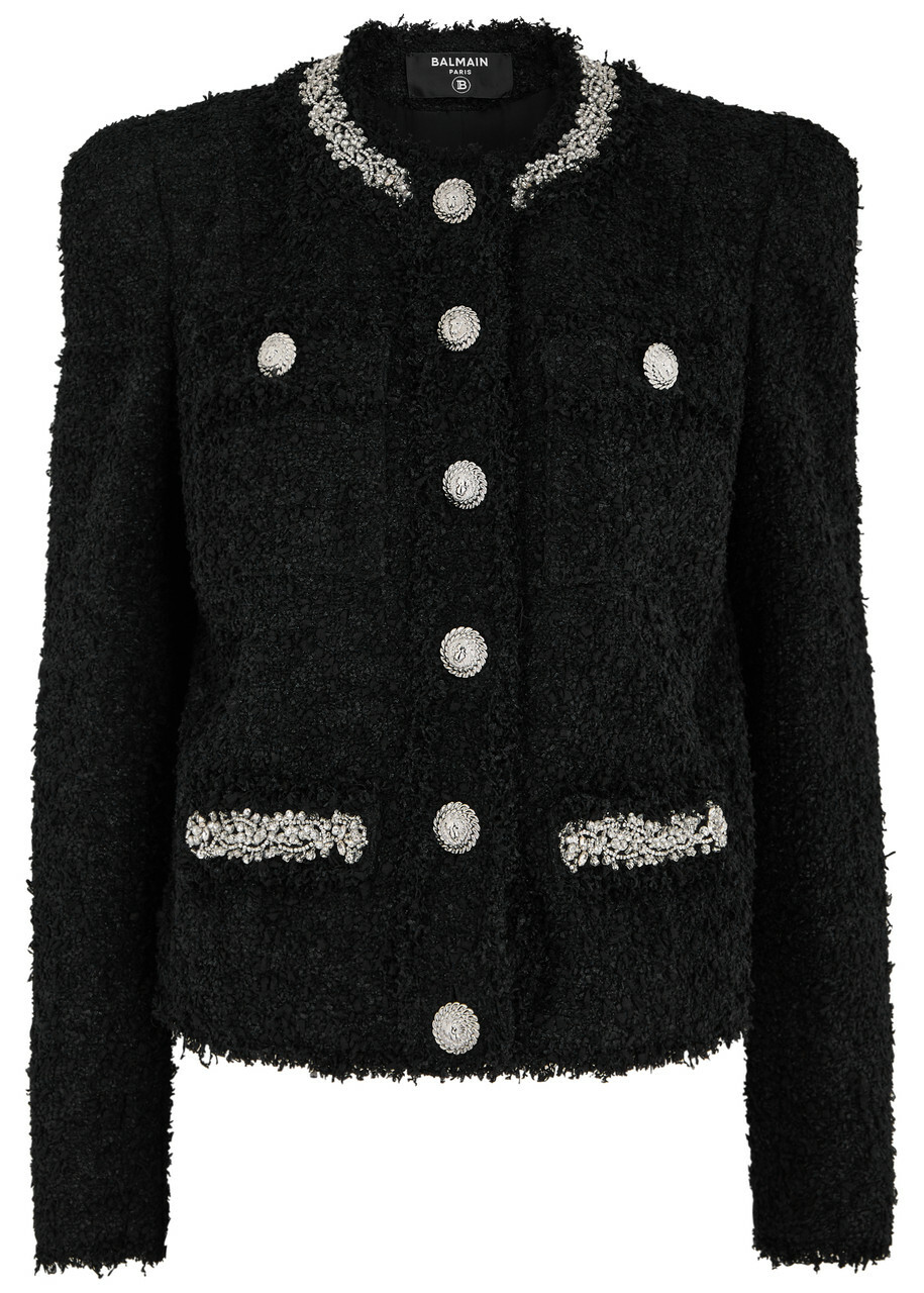 Balmain Embellished Bouclé Tweed Jacket Black Balmain