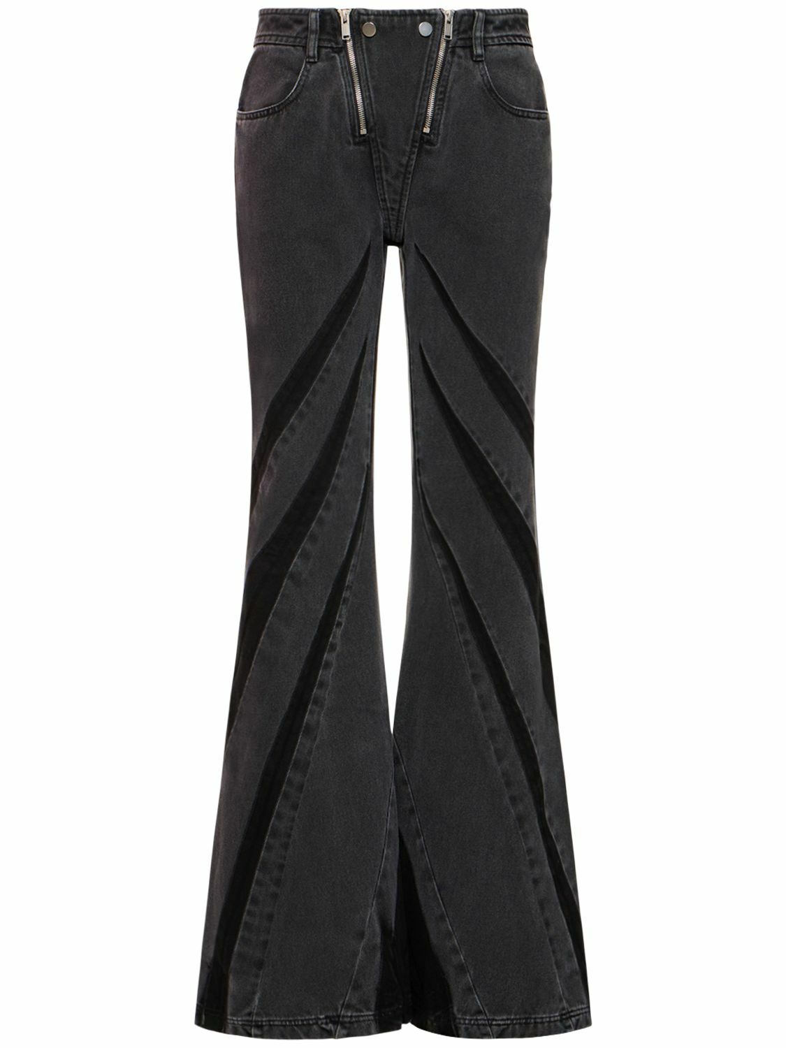 DION LEE - Flared Zip Low Rise Denim Jeans Dion Lee