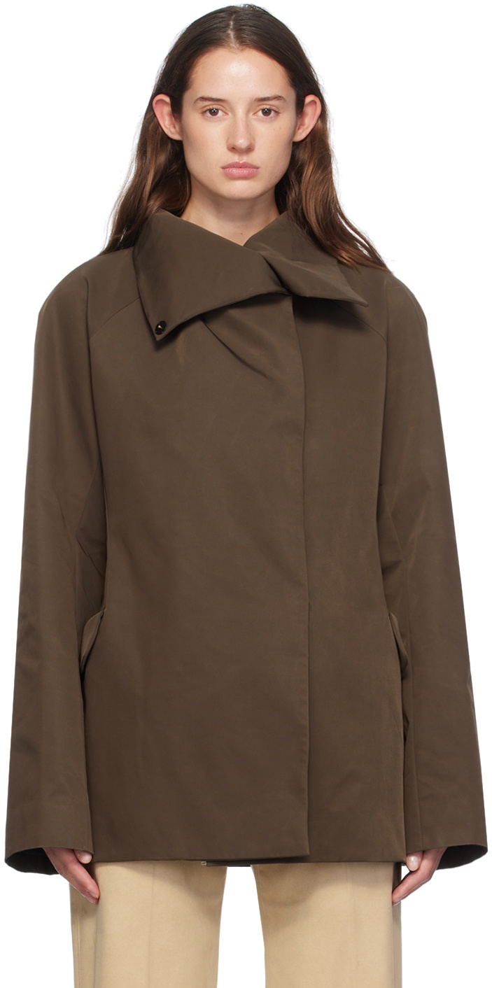 GIA STUDIOS Brown High Neck Coat GIA STUDIOS