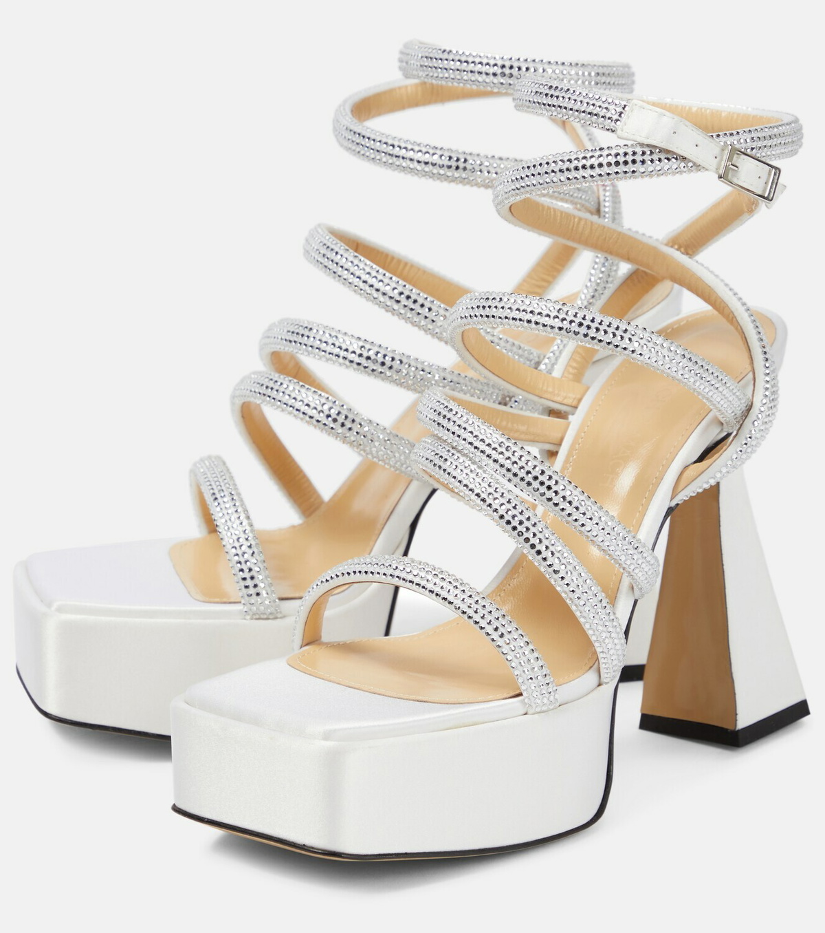 Mach & Mach - Sydney embellished satin platform sandals MACH & MACH