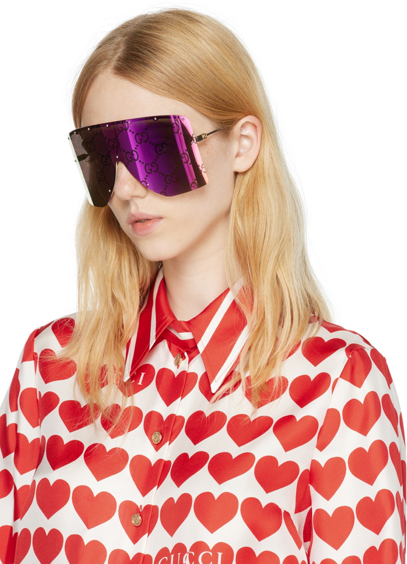 Gucci Gold GG Mask Sunglasses Gucci