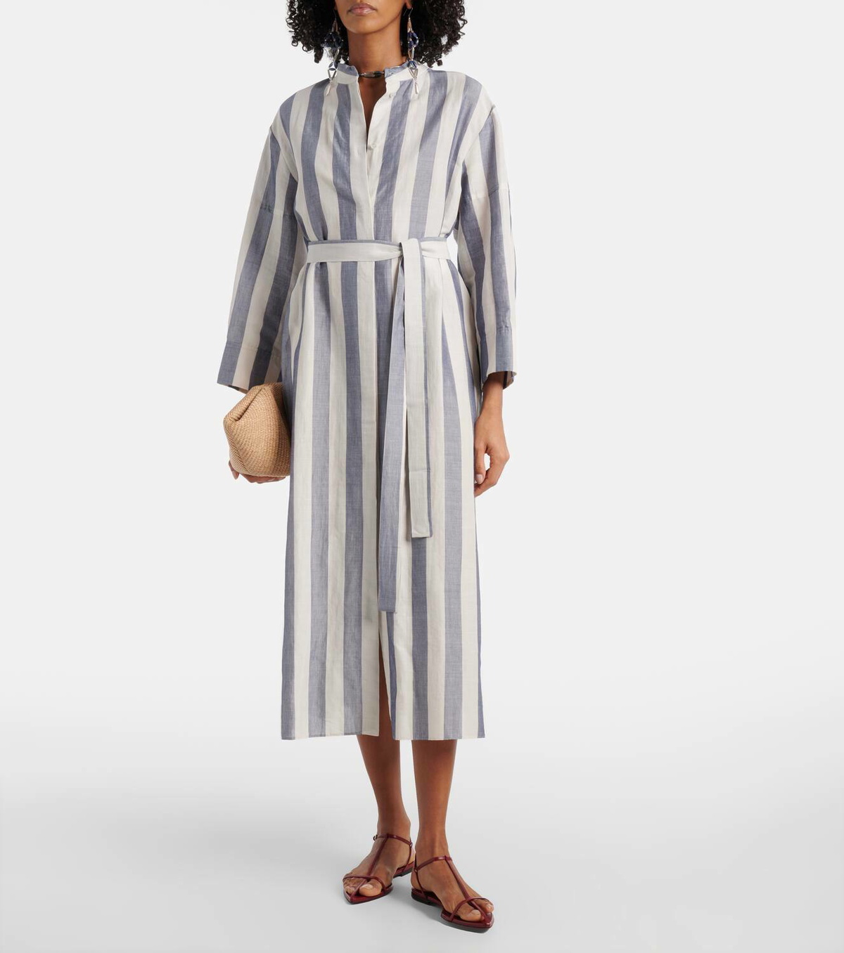 'S Max Mara Rima striped ramie and cotton midi dress S Max Mara