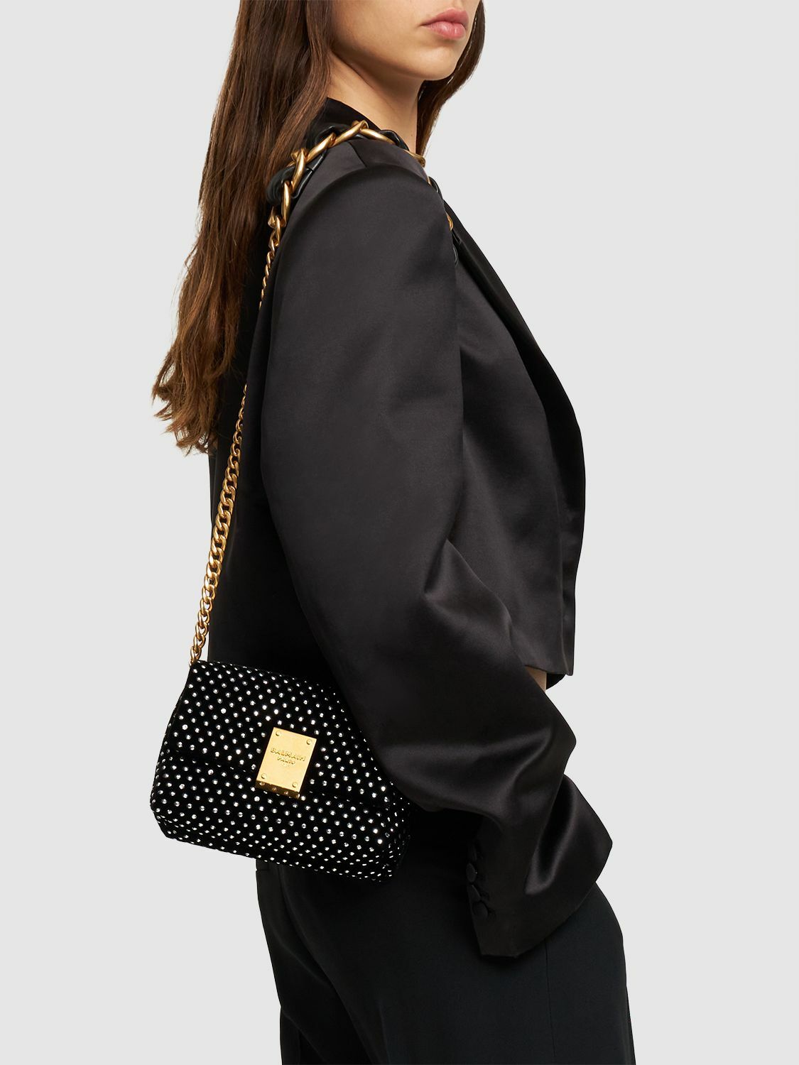 BALMAIN - Mini 1945 Embellished Velvet Bag Balmain