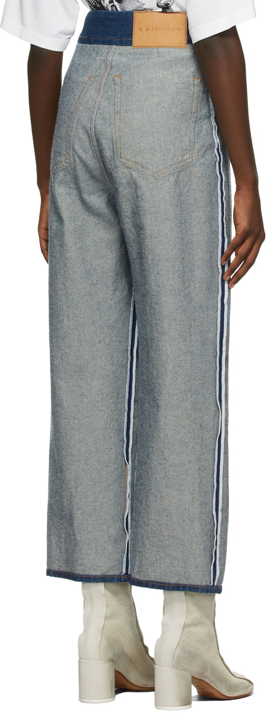 MM6 Maison Margiela Navy Reversed Wide-Leg Jeans MM6 Maison Margiela