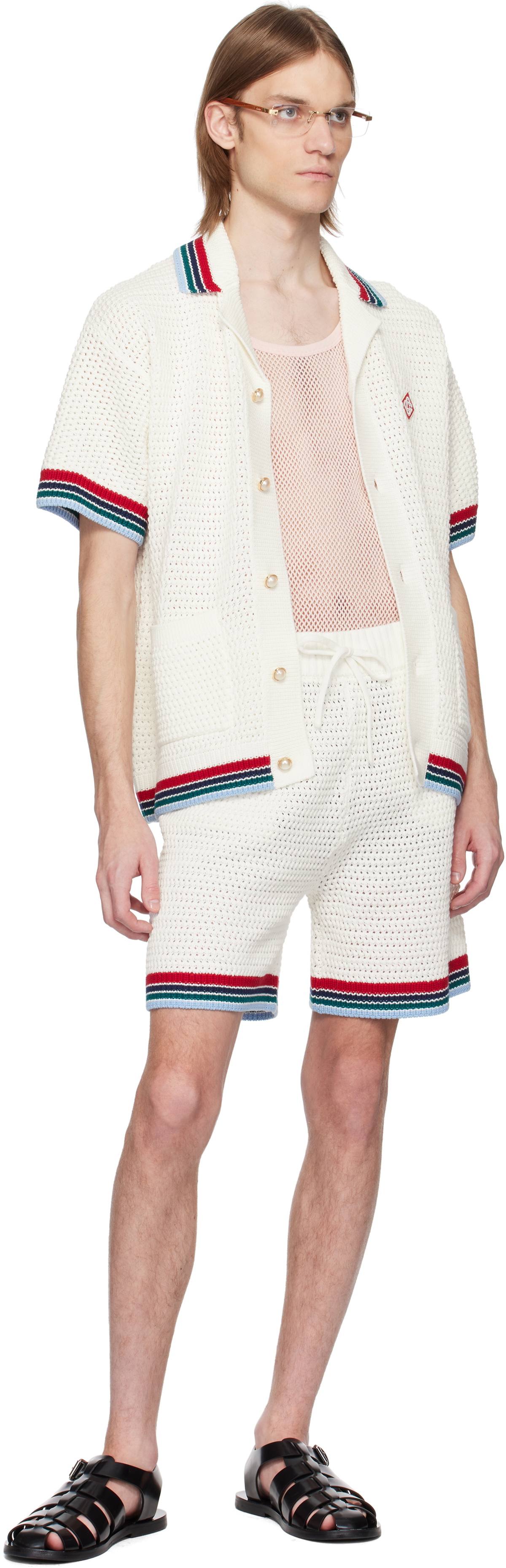 Casablanca White Gothic Crochet Shorts Casablanca