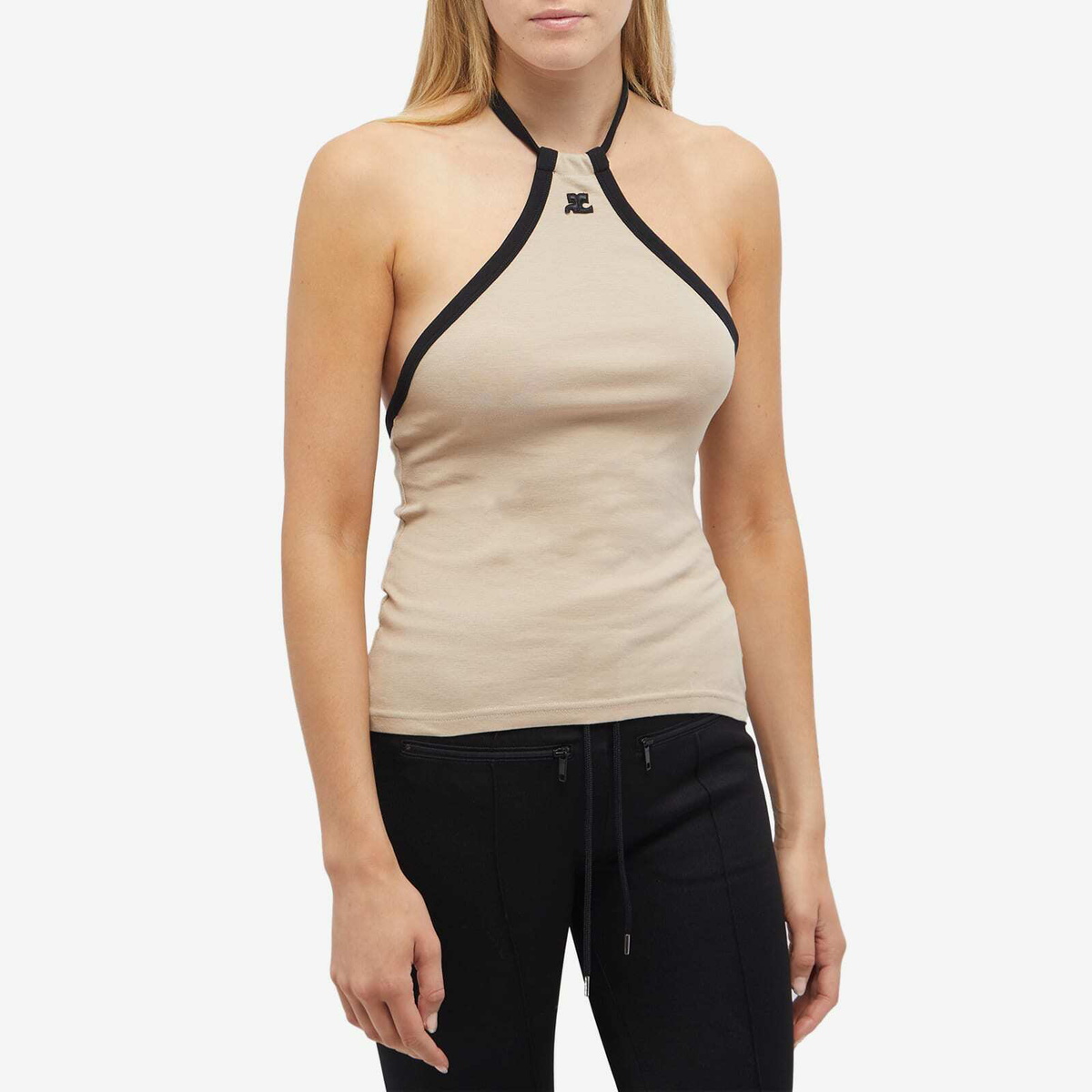 Courreges Women's Courrèges Choker Contrast Top in Sand Courreges