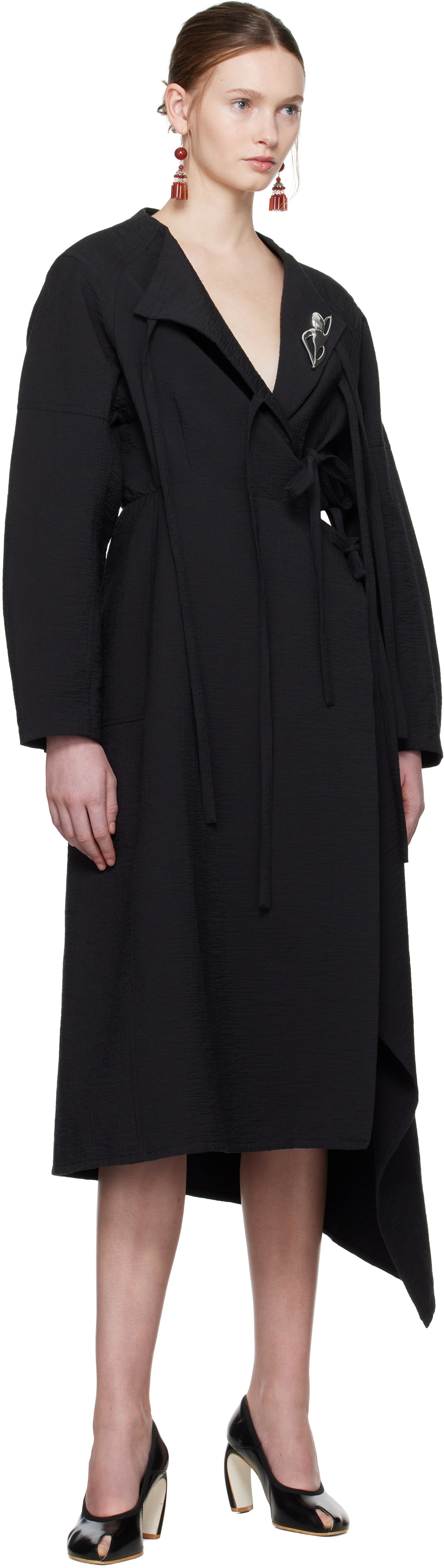 Tory Burch Black Cotton Wrap Midi Dress Tory Burch