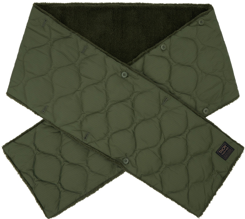 TAION Khaki Long Military Reversible Down Scarf Taion Extra