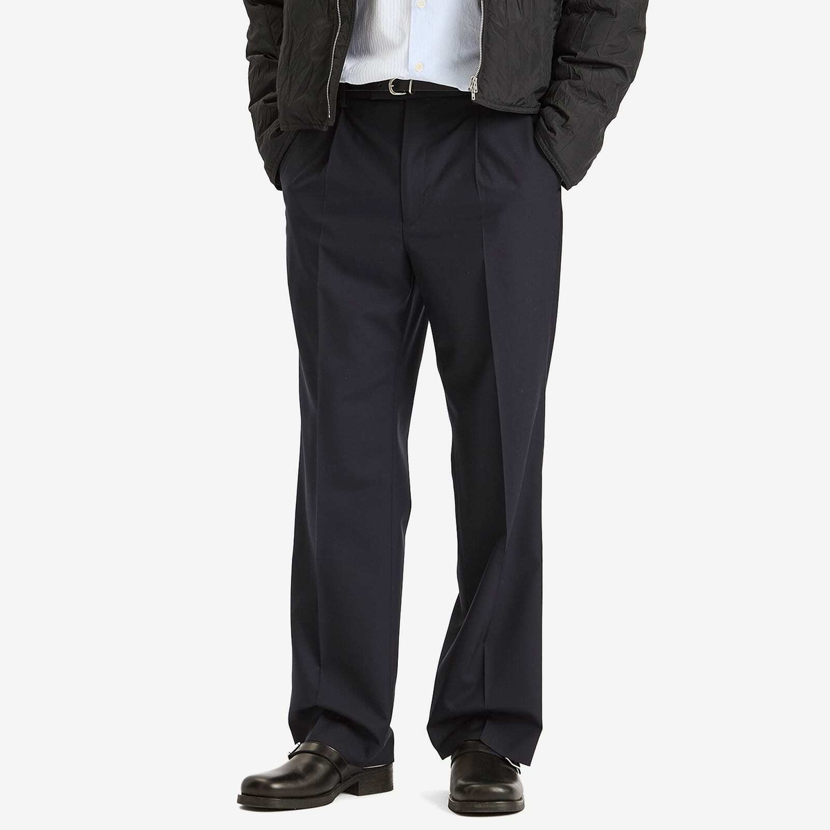 Auralee Men's Super Fine Tropical Wool Slacks in Top Dark Navy Auralee