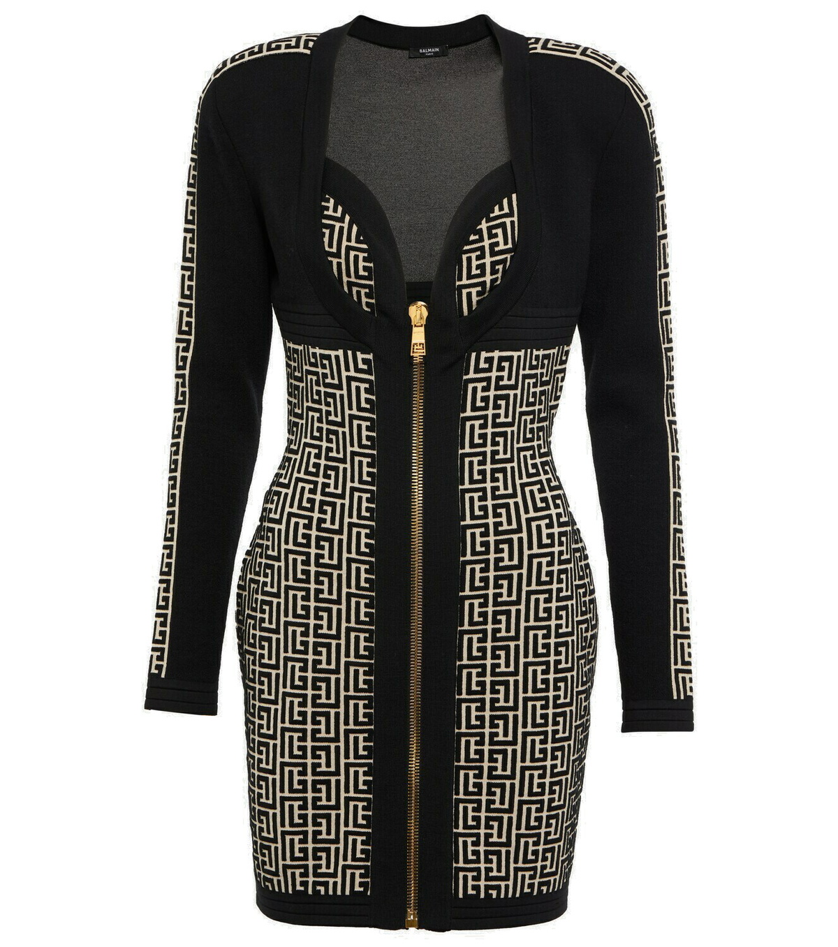 Balmain - Monogram wool-blend minidress Balmain