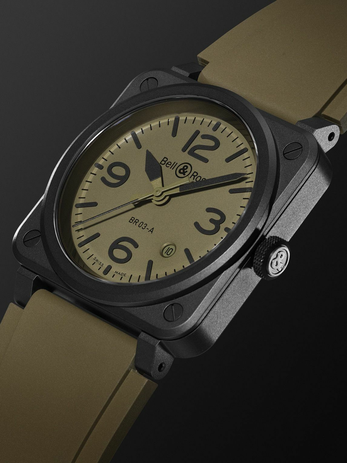 Bell & Ross - BR 03 Automatic 41mm Ceramic and Rubber Watch, Ref. No ...