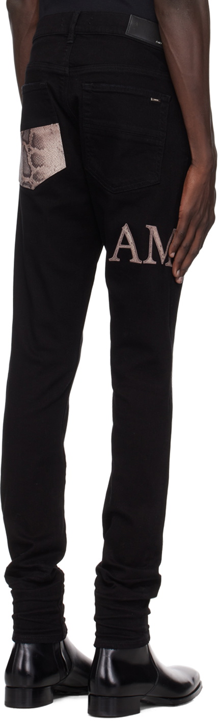 AMIRI Black 'Amiri' Snake Logo Jeans Amiri