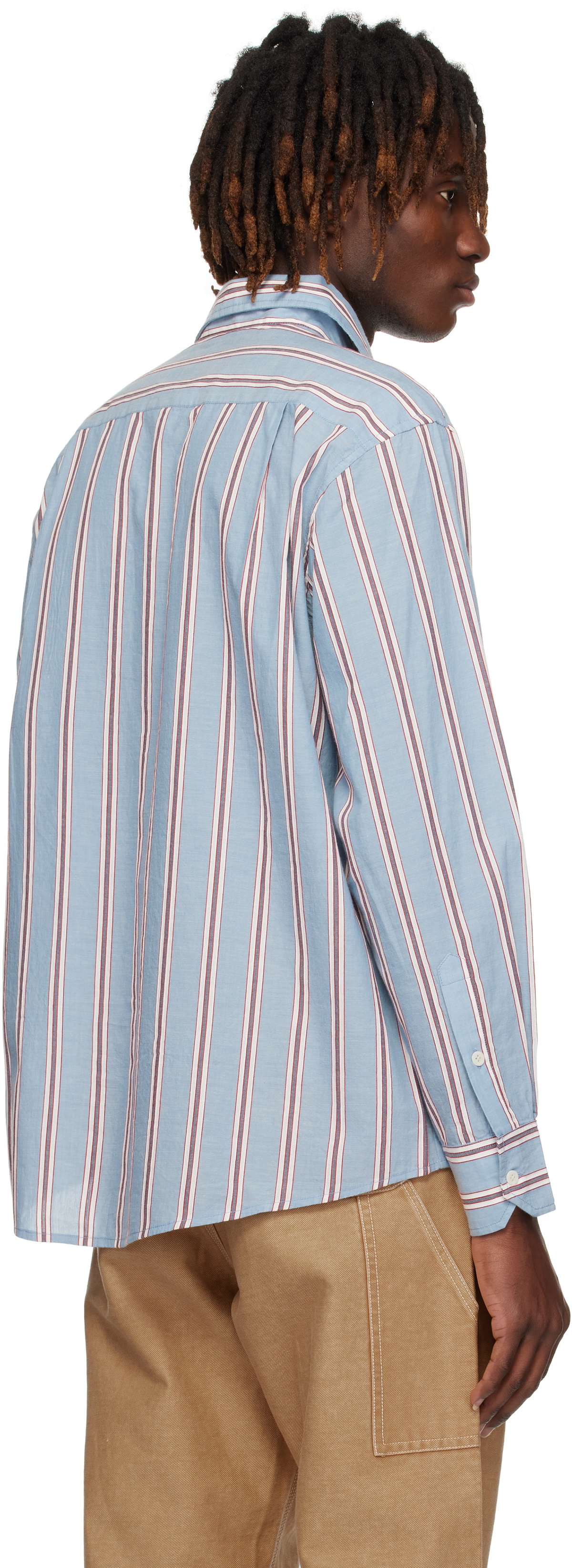 Bode Blue Regatta Stripe Shirt Bode
