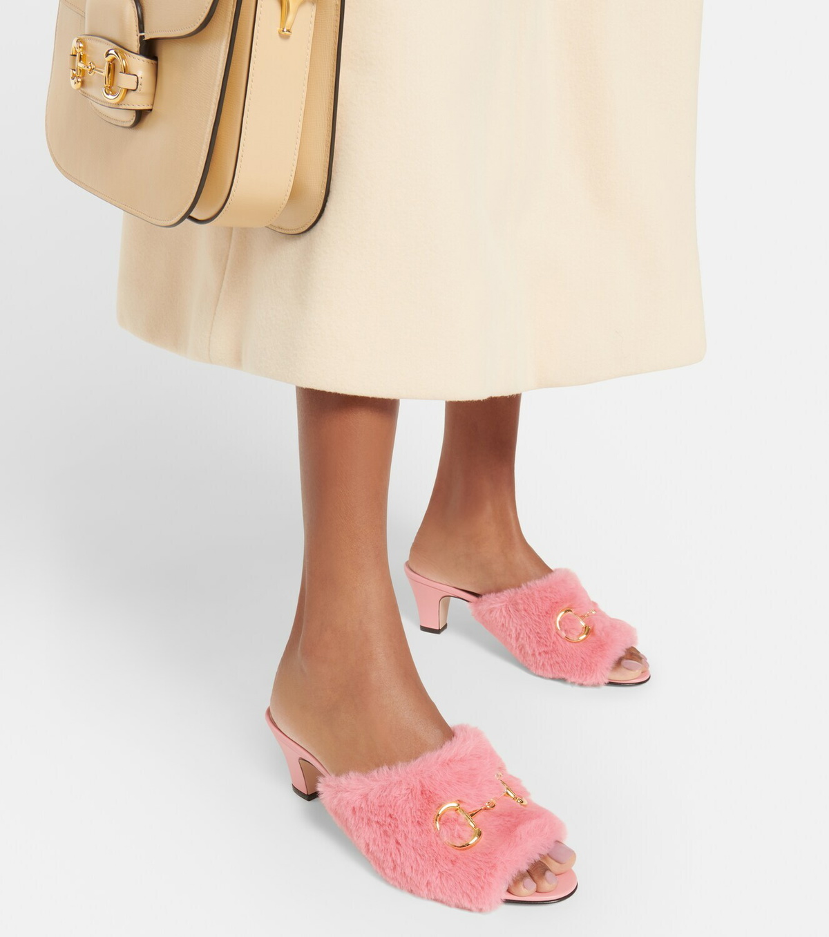 Gucci - Horsebit faux-fur mules Gucci