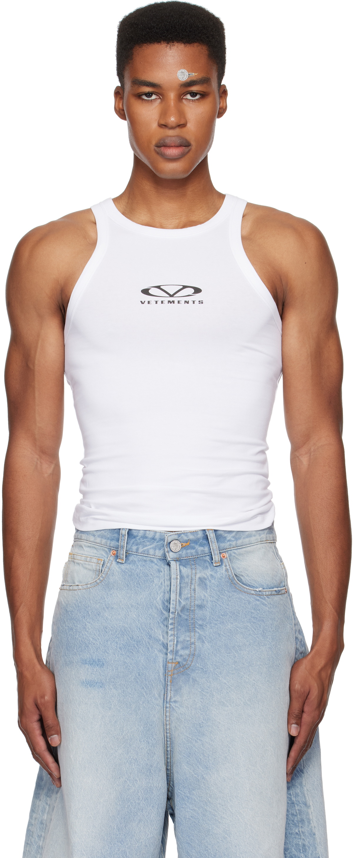 VETEMENTS White Oval Logo Tank Top Vetements