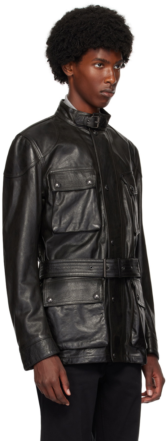 Belstaff Black Trailmaster Panther Leather Jacket Belstaff