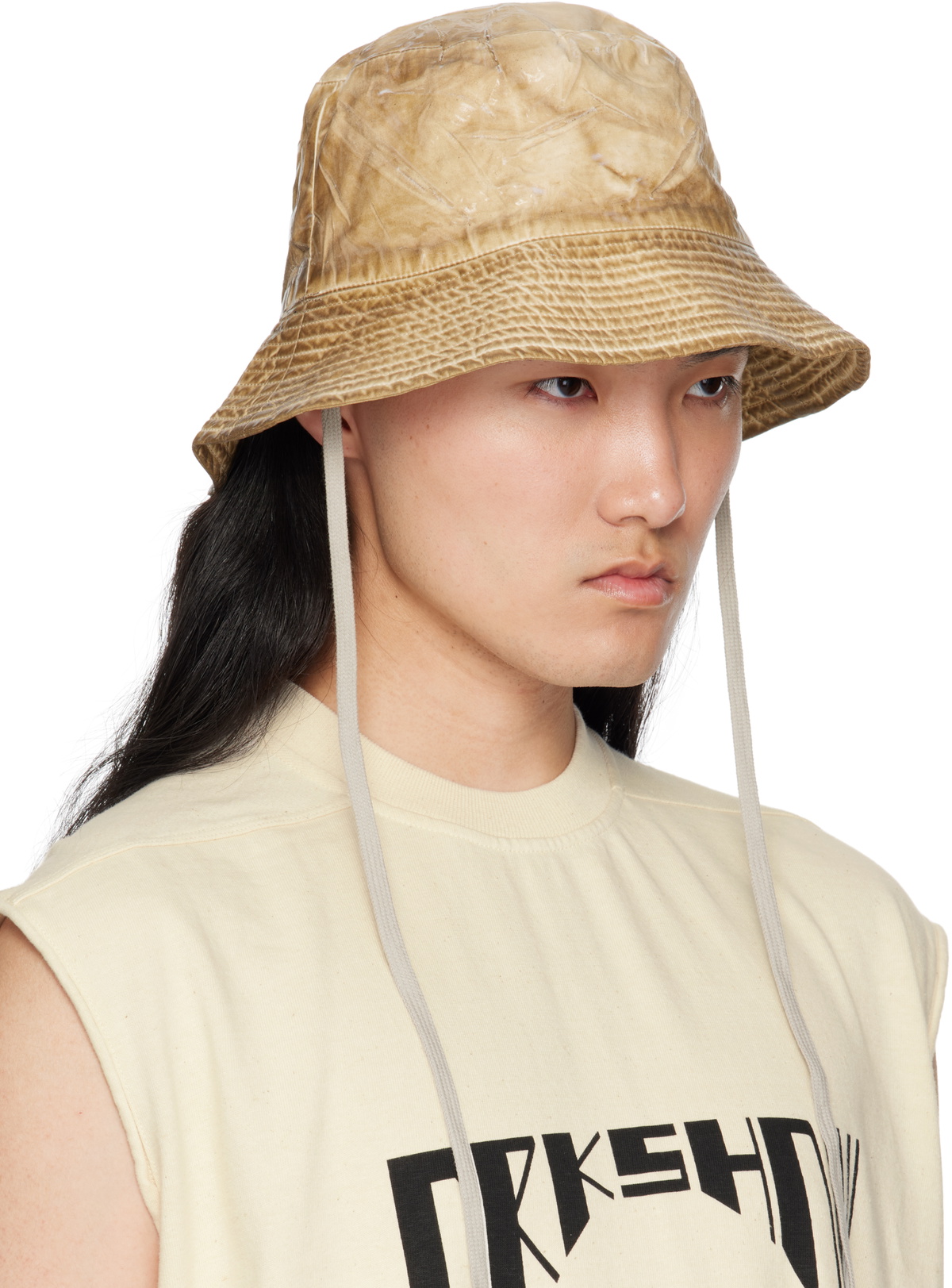 Rick Owens DRKSHDW Beige 'Hollywood' Gilligan Bucket Hat Rick Owens Drkshdw