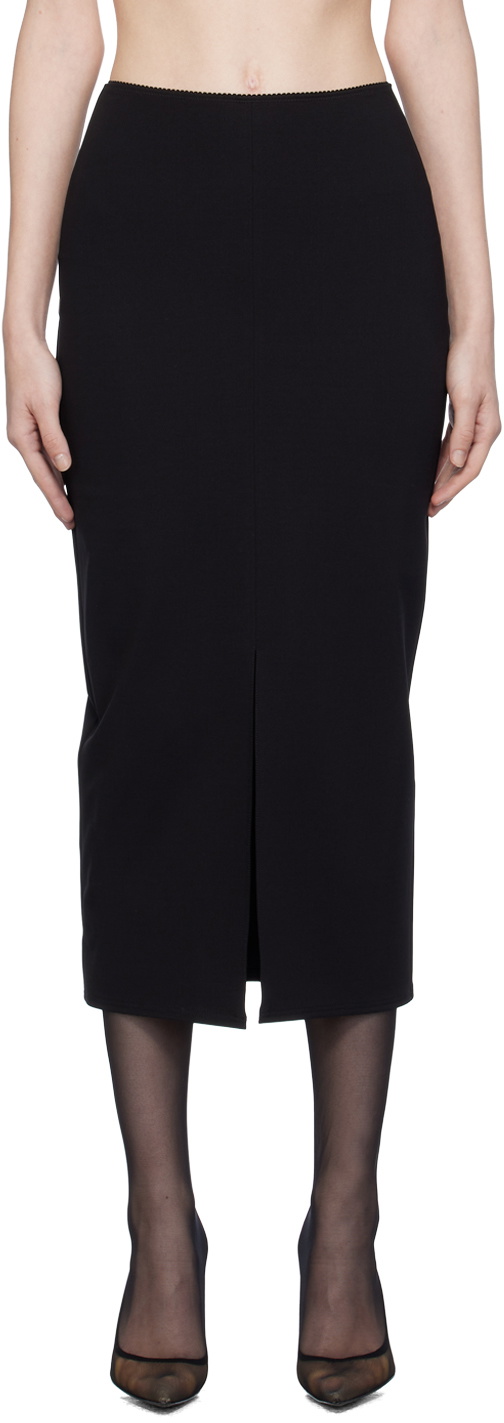 Dolce & Gabbana Black Vented Midi Skirt Dolce & Gabbana