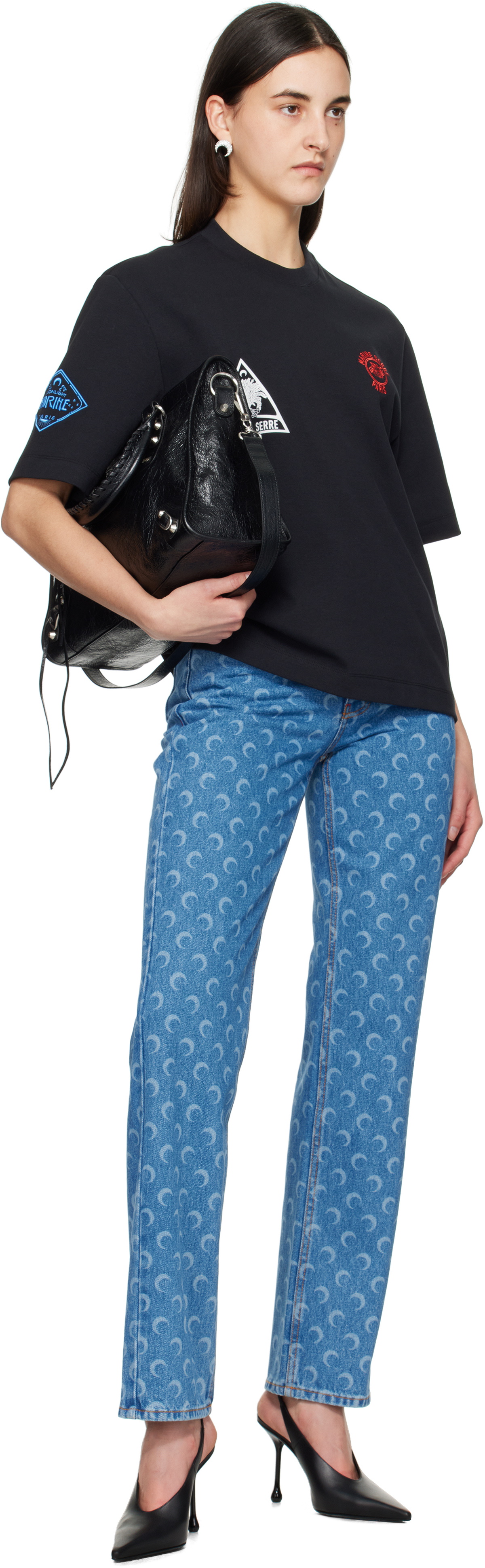 Marine Serre Blue Moon Laser Loose Jeans Marine Serre