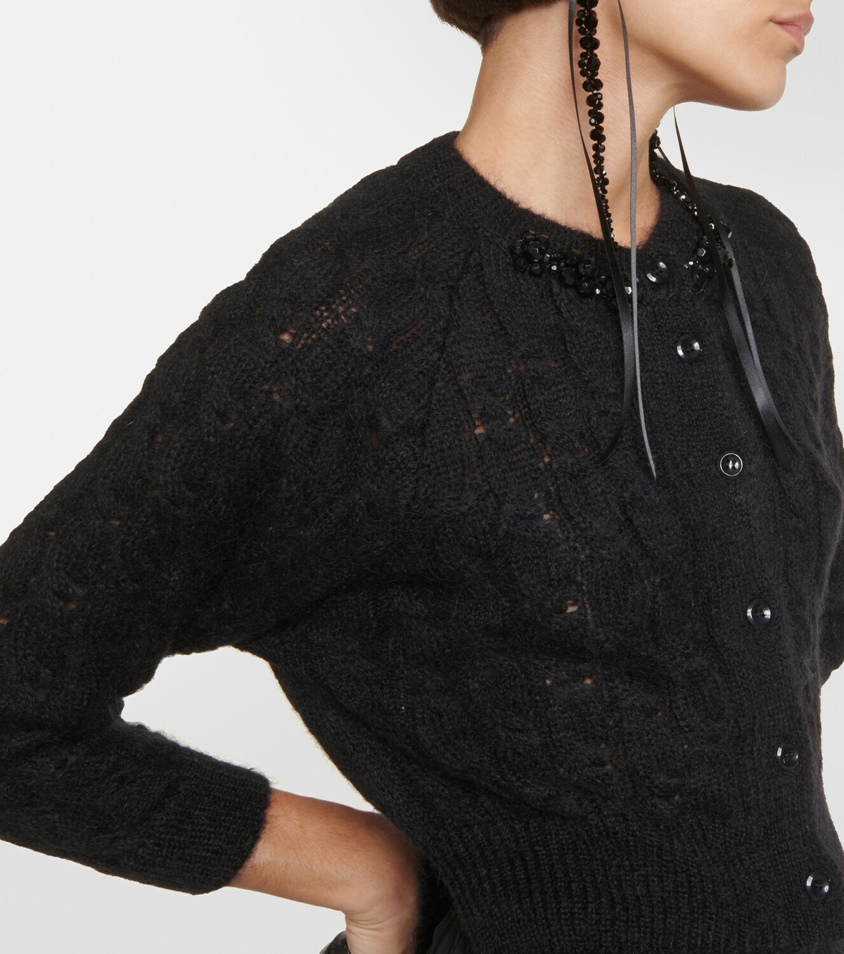 Simone Rocha Embellished cropped mohair-blend cardigan Simone Rocha