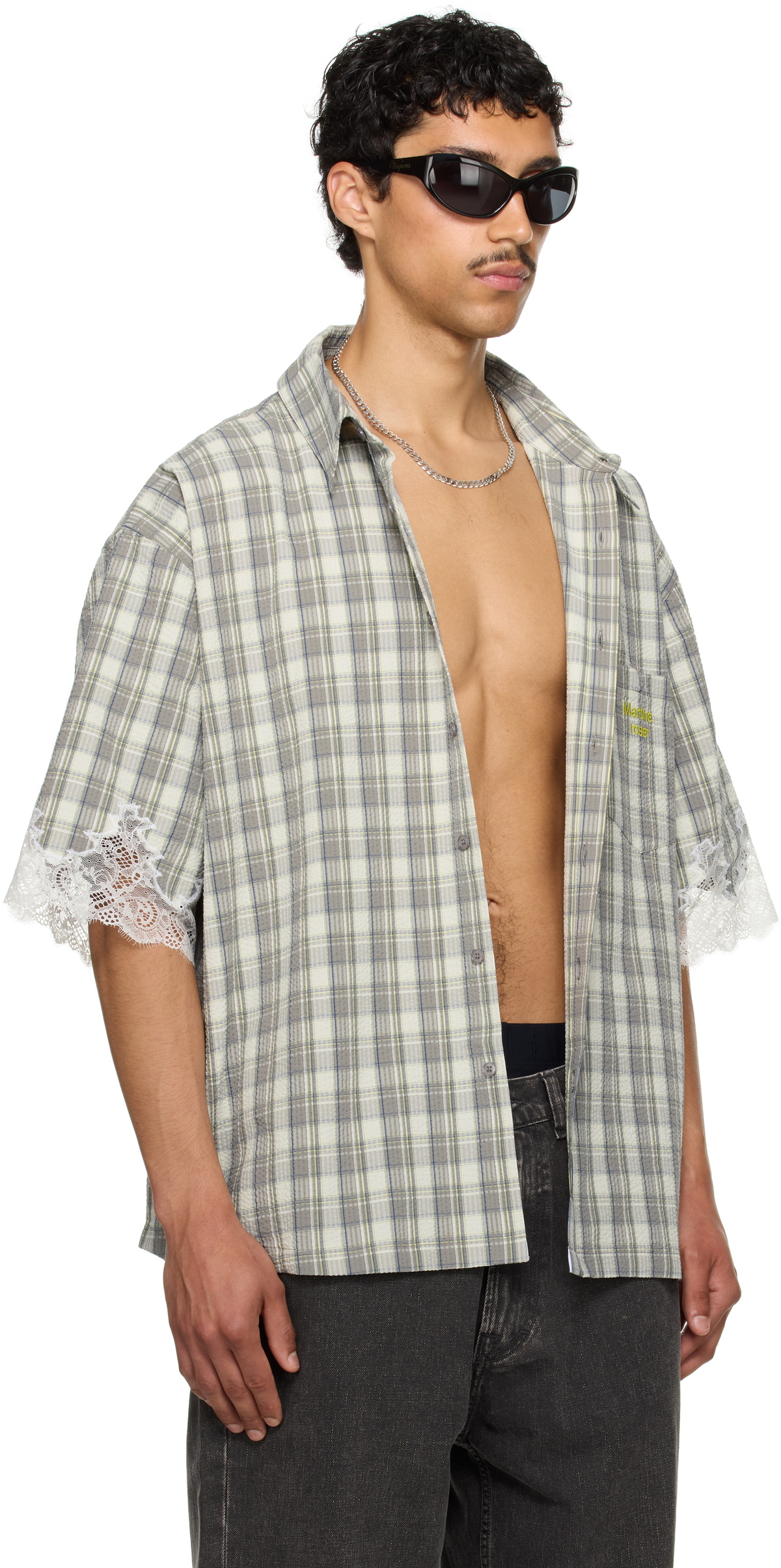Martine Rose SSENSE Exclusive Gray Lace Overshirt Martine Rose