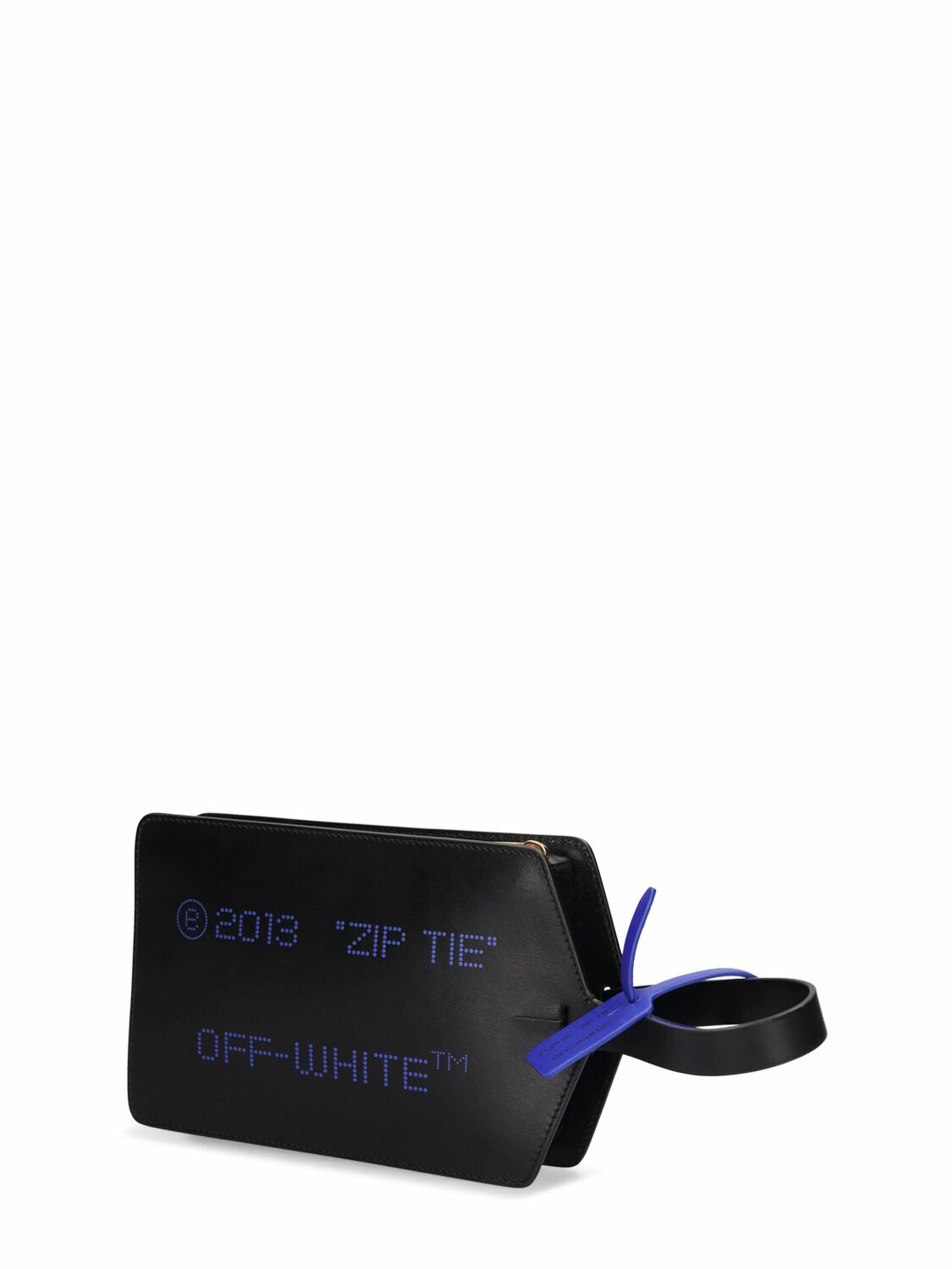 OFF-WHITE Medium Zip Tie Leather Clutch Off-White