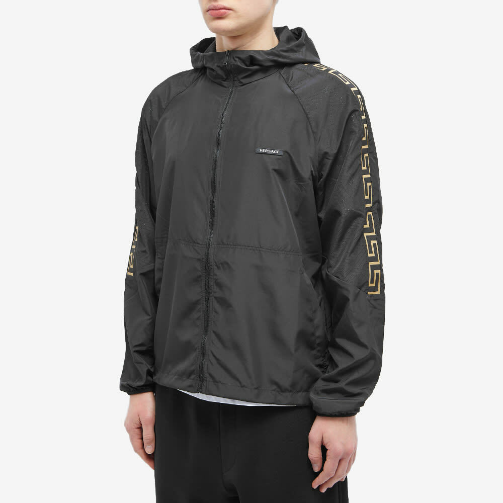 Versace Men's Logo Popover Hooded Track Jacket in Black Versace
