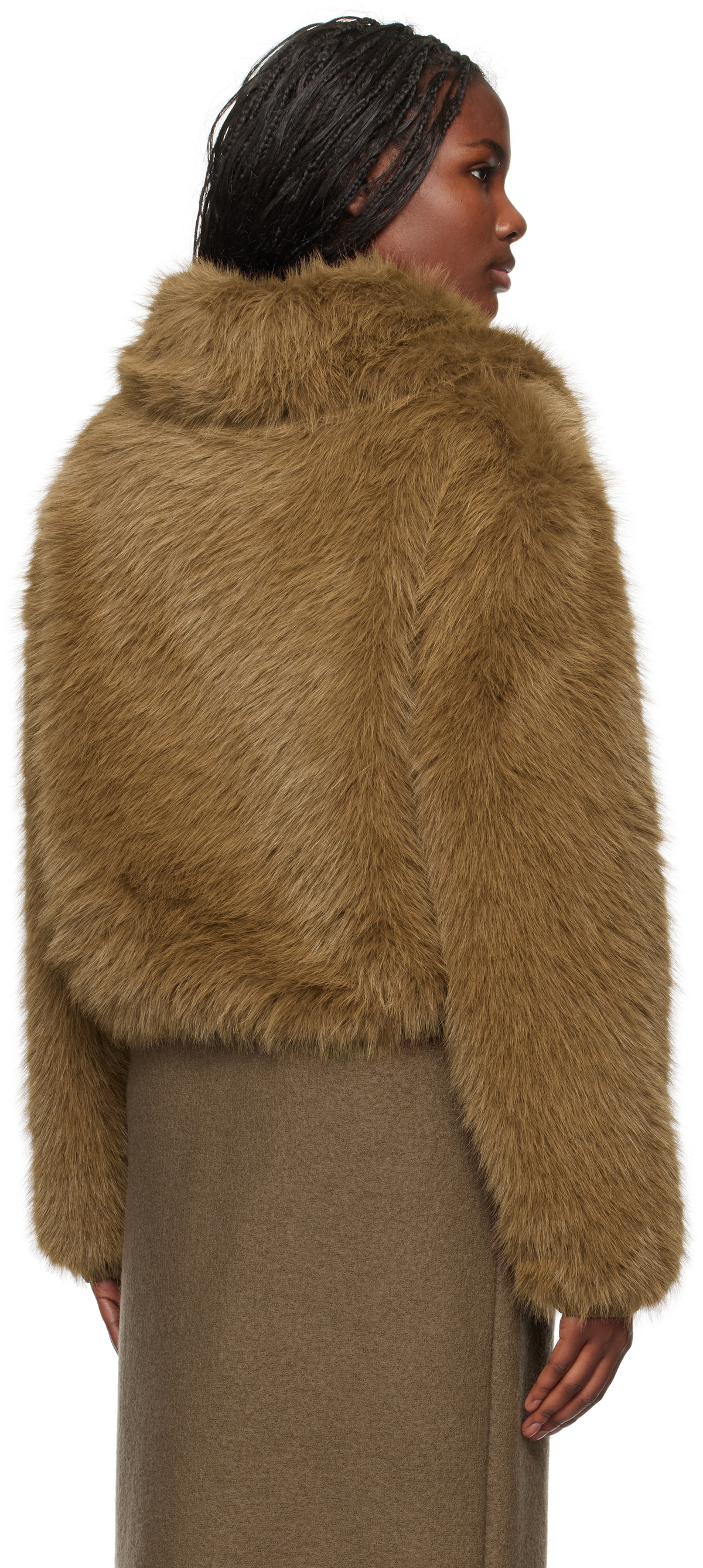 The Frankie Shop Tan Hope Faux-Fur Jacket The Frankie Shop