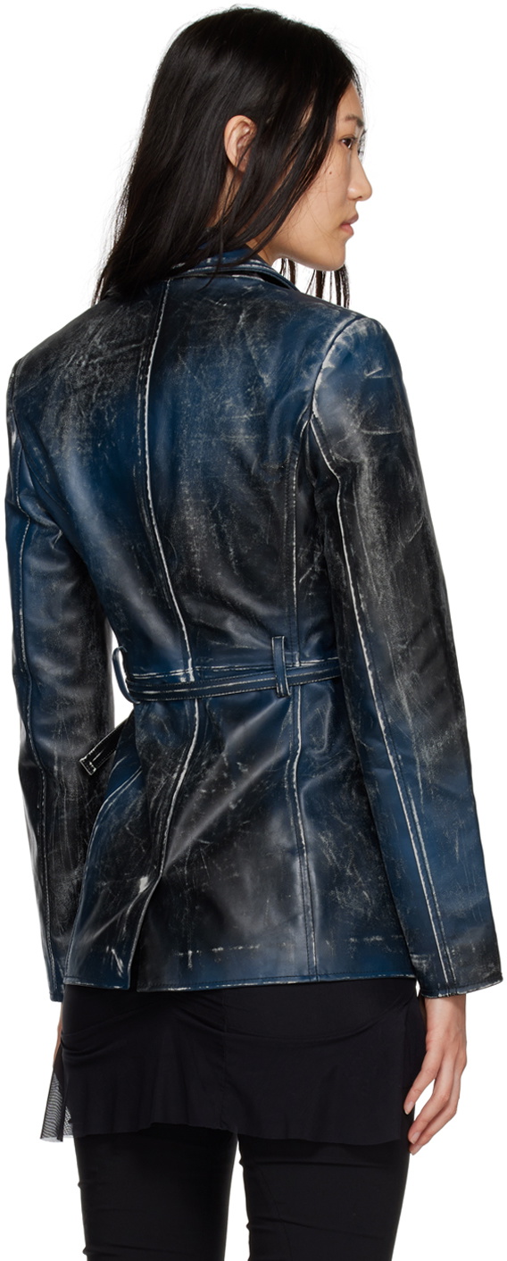 KNWLS Blue Amr Leather Jacket KNWLS