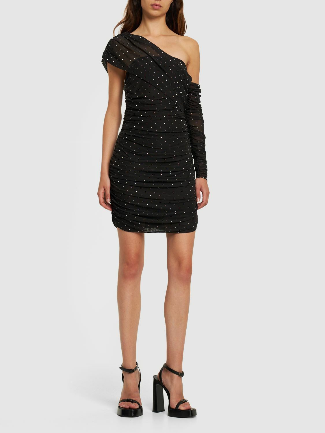 ROTATE - Asymmetric Mesh Mini Dress Rotate ROTATE - Asymmetric Mesh Mini Dress Rotate