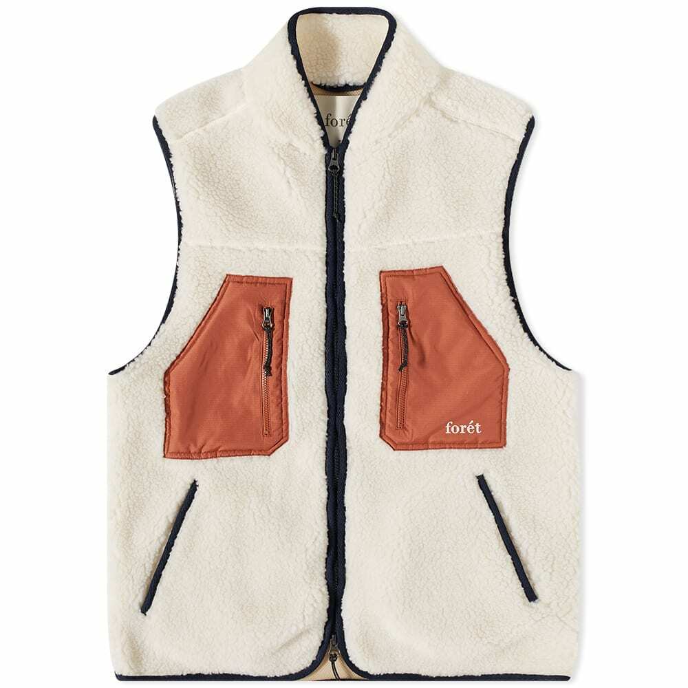 Foret Men's Astro Sherpa Fleece Vest in Cloud/Brick Foret