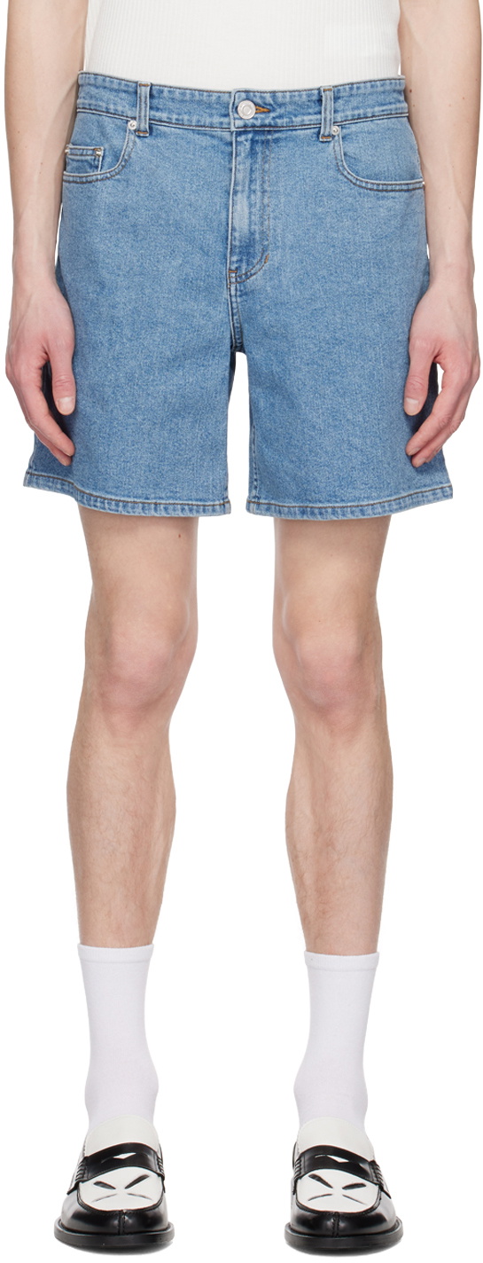 System SSENSE Exclusive Blue Denim Shorts System
