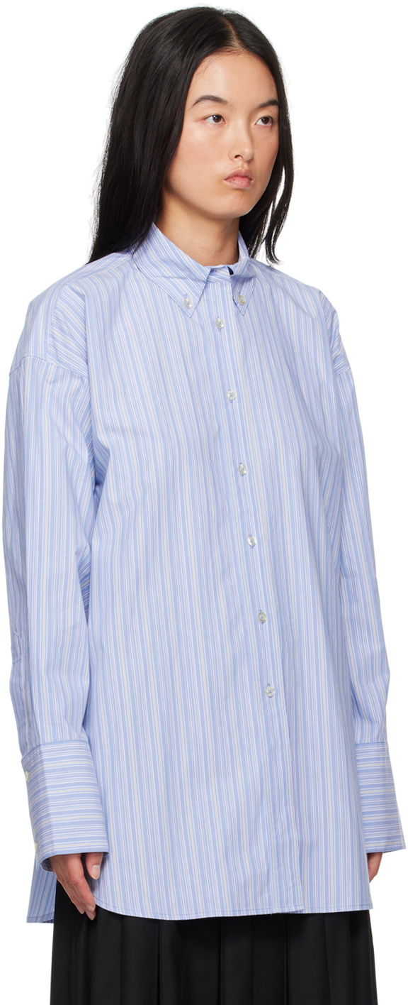 REMAIN Birger Christensen Blue Oversize Striped Shirt REMAIN Birger ...