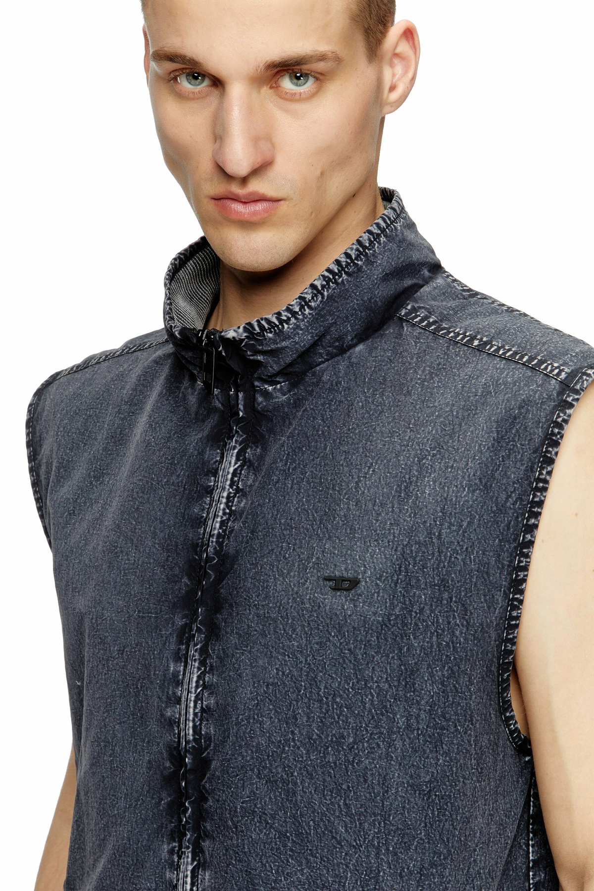Diesel Vest in recycled nylon taslan - Jackets Mens in Blue Diesel