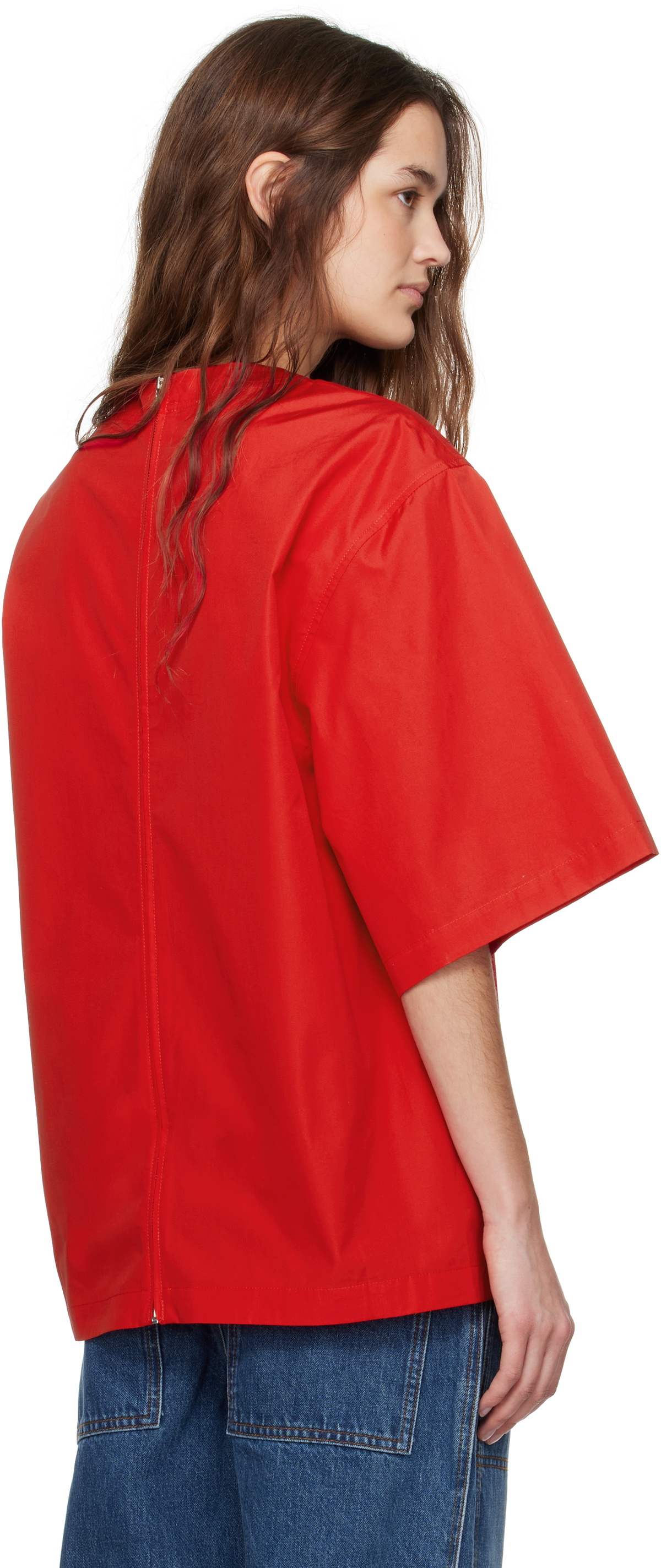 CO Red Oversized Poplin T-shirt CO