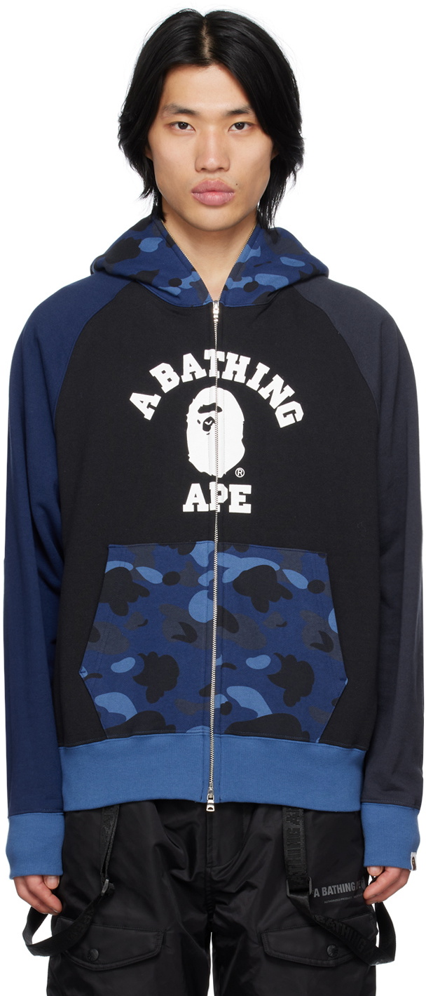 BAPE Navy Camo Relaxed Hoodie A Bathing Ape