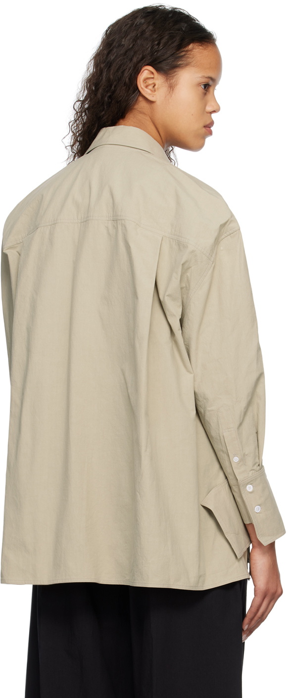 Subtle Le Nguyen Green Crinkled Shirt Subtle Le Nguyen